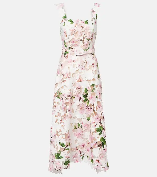Oscar De La Renta Floral Lace Cocktail Dress - Multicoloured