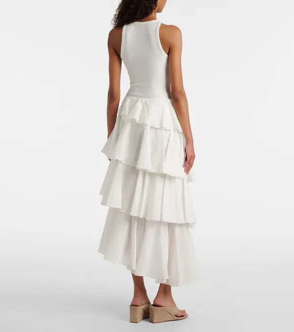 Alaïa Asymmetric Tiered Midi Skirt