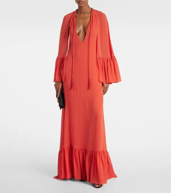 Valentino Garavani Cape Silk Georgette Maxi Dress