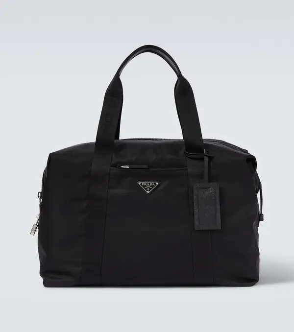 Prada Re-nylon Leather Trimmed Duffel Bag - Black