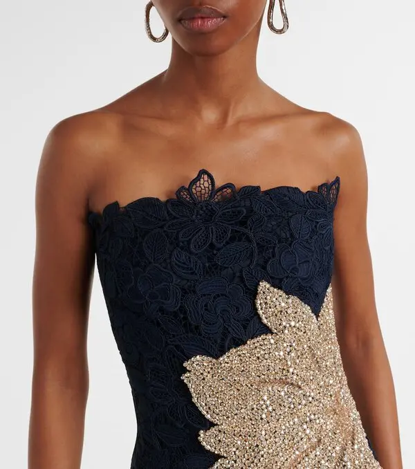 Costarellos Mariela Applique Lace Gown