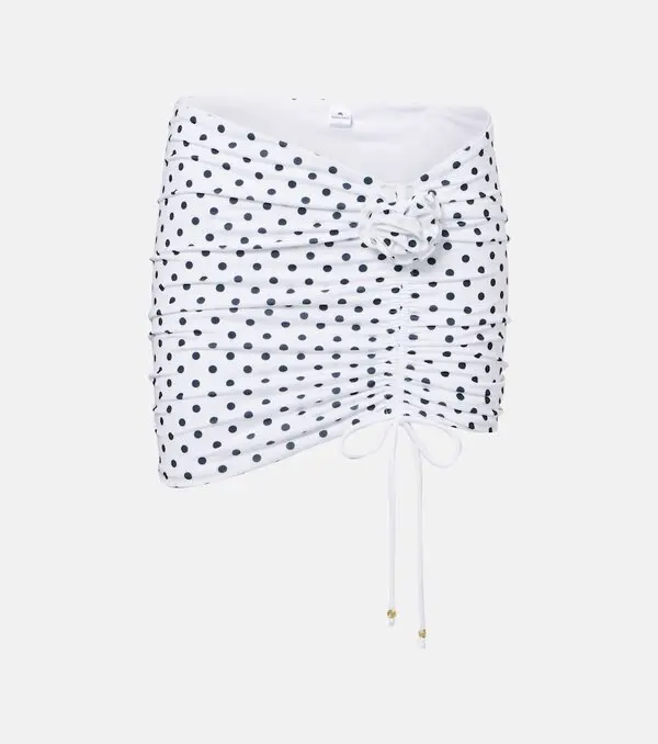 BANANHOT Stefani Polka-dot Ruched Miniskirt - White