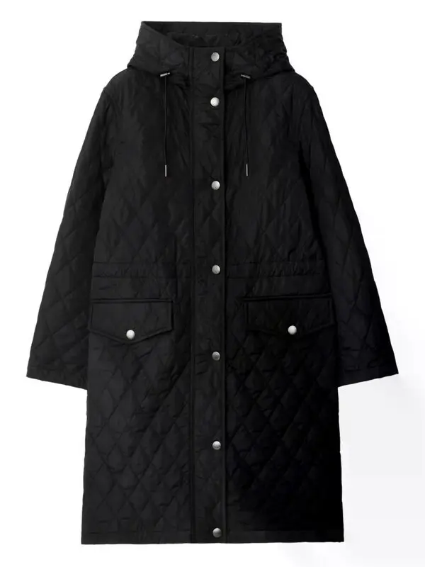 Burberry Quilted Hooded Coat With Drawcord Waist