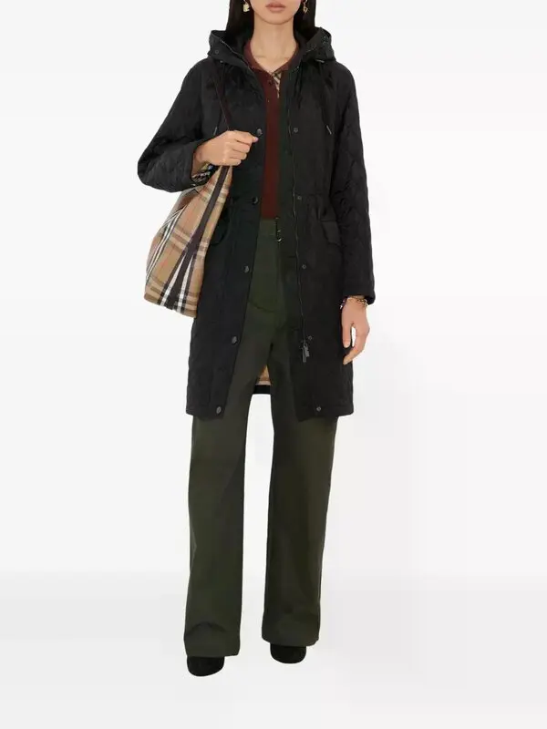 Burberry Quilted Hooded Coat With Drawcord Waist