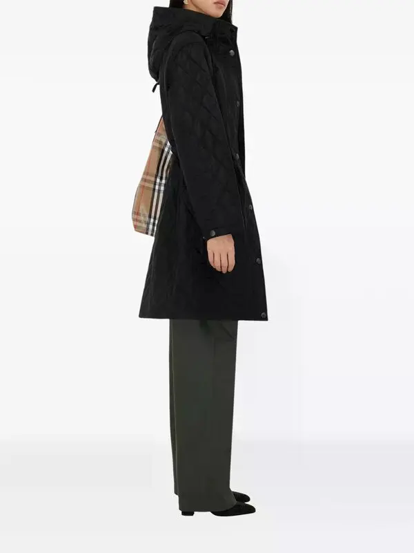 Burberry Quilted Hooded Coat With Drawcord Waist