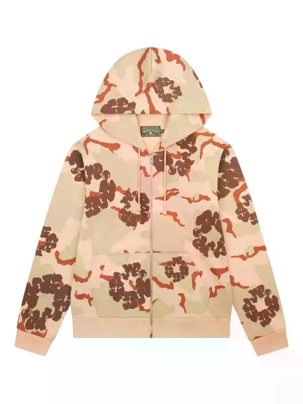 DENIM TEARS Printed Zip-up Hoodie - Neutrals