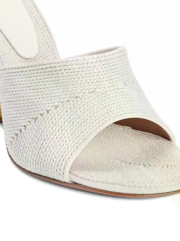Amina Muaddi 90mm Leather Heeled Sandals