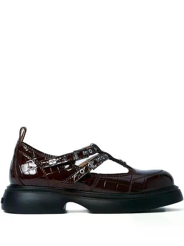 GANNI Butterfly Crocodile-effect Buckle Loafers