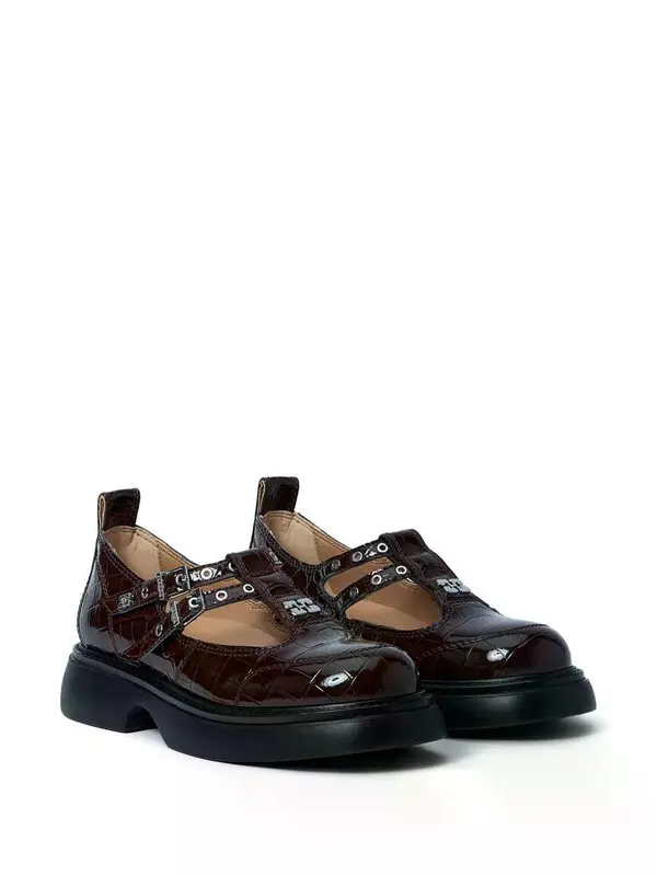 GANNI Butterfly Crocodile-effect Buckle Loafers
