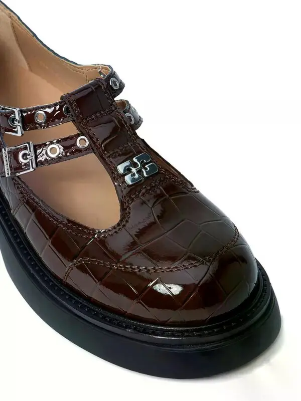 GANNI Butterfly Crocodile-effect Buckle Loafers