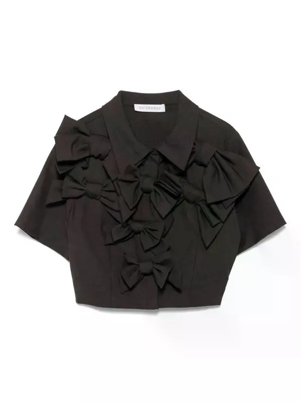 Viktor & Rolf Bow Detail Cropped Shirt - Brown