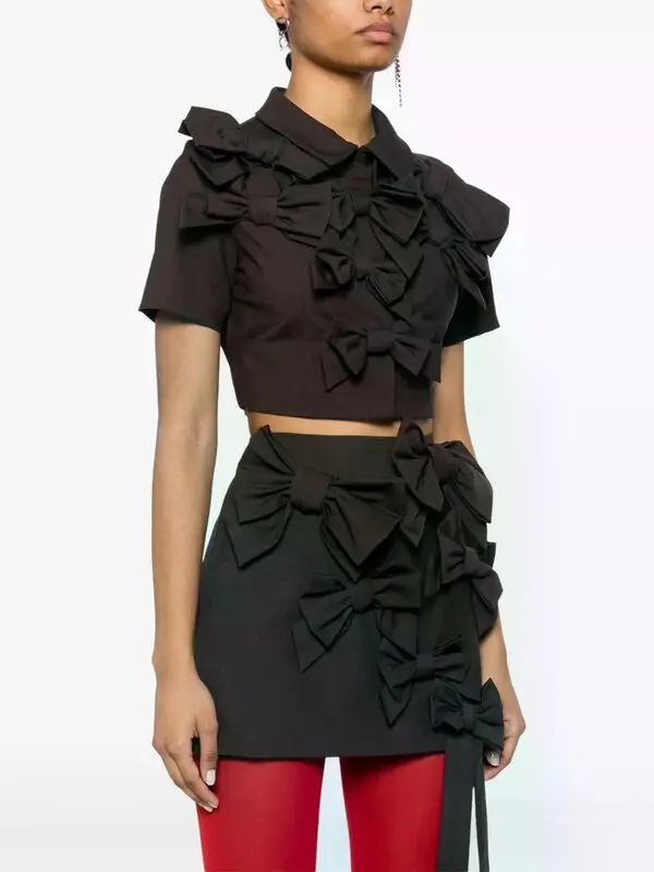 Viktor & Rolf Bow Detail Cropped Shirt - Brown