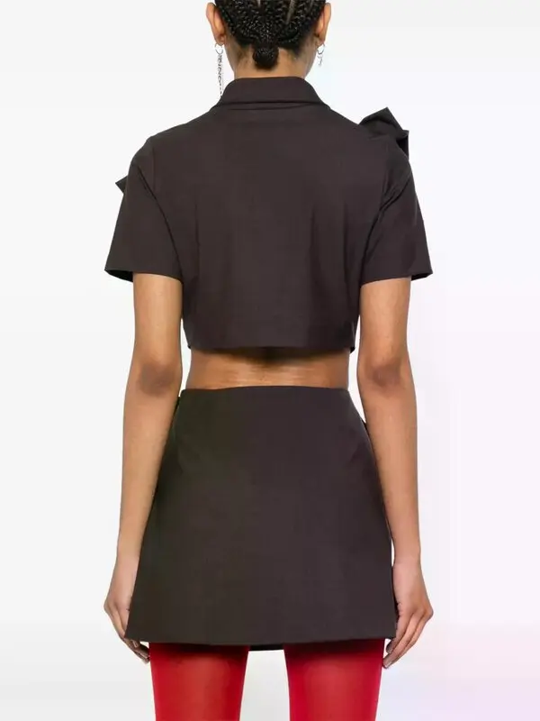 Viktor & Rolf Bow Detail Cropped Shirt - Brown