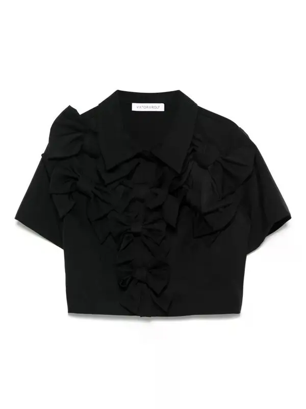 Viktor & Rolf Bow Detail Cropped Shirt - Black