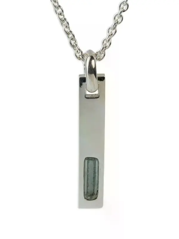 PARTS OF FOUR Sterling Rectangular Plate Necklace With Beryl Stone - Silver