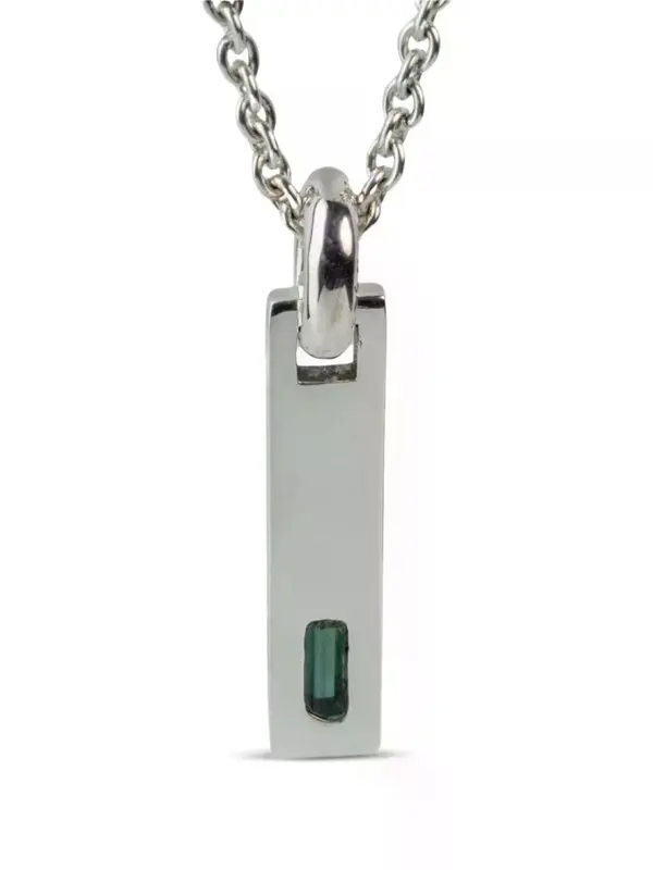 PARTS OF FOUR Rectangular Plate Necklace With Green Tourmaline - Silver