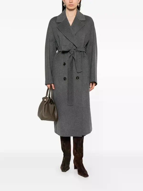 Max Mara Belted Double-breasted Coat - Grey