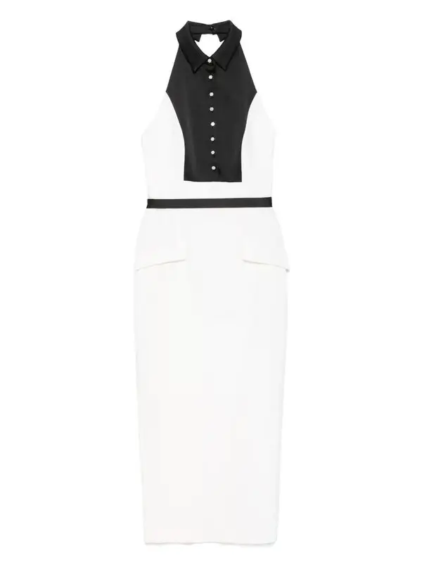 SILK LOVE & LACE Iris Halterneck Dress With Rear Slit - White