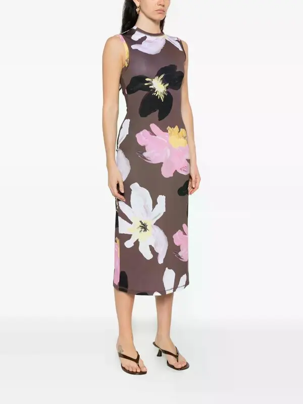 Stine Goya Sleeveless Floral Print Midi Dress