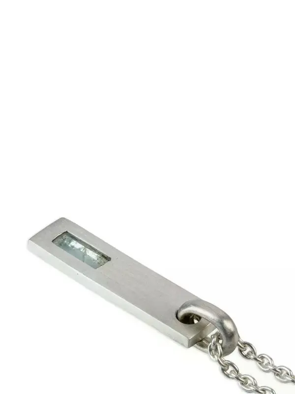 PARTS OF FOUR Hammered Rectangular Pendant Aquamarine Necklace