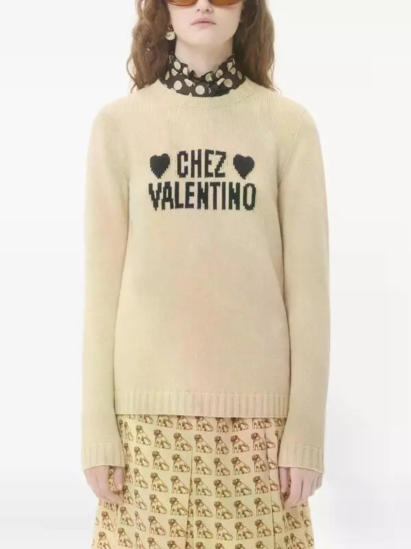 Valentino Garavani Embroidered Heart Logo Wool Jumper