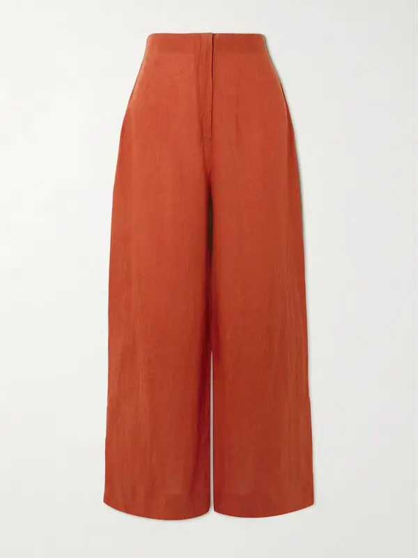 ANDRES OTALORA Poesia Wide-leg Linen Trousers - Red