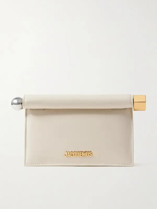 Jacquemus Small Pochette Embellished Leather Clutch - Neutrals