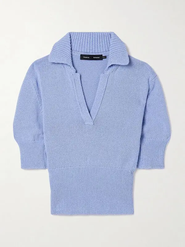 Proenza Schouler Reeve Cotton-blend Polo Sweater - Blue