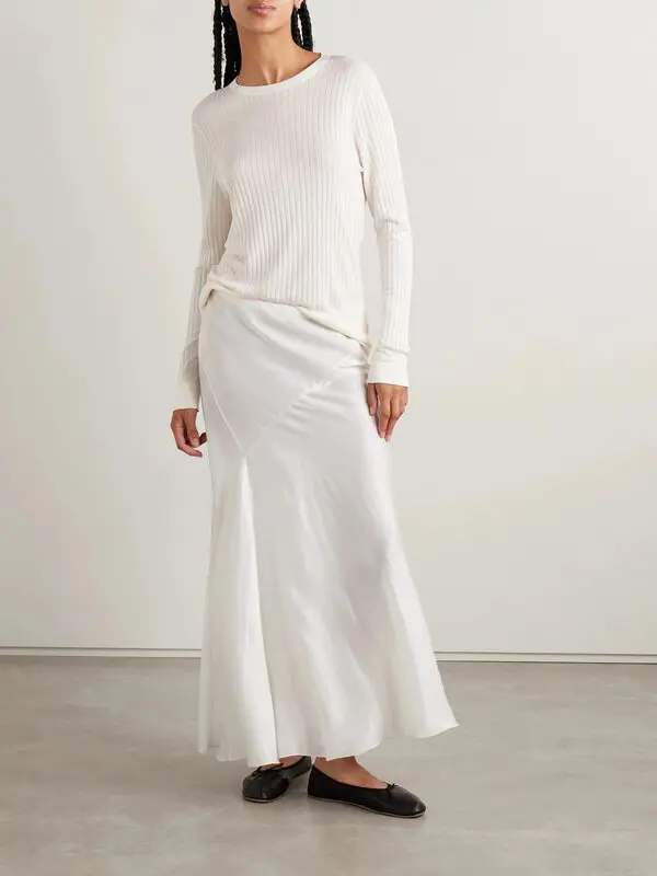 THE ROW Keya Ribbed-knit Long Sleeve Sweater