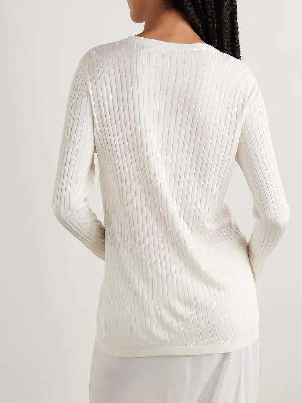 THE ROW Keya Ribbed-knit Long Sleeve Sweater