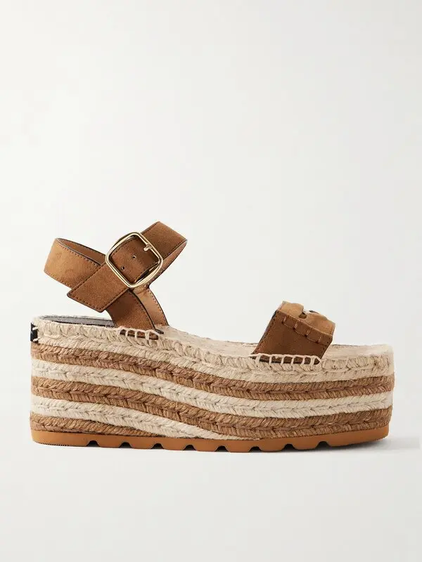 Stella McCartney Gaia Suede Platform Sandals - Brown