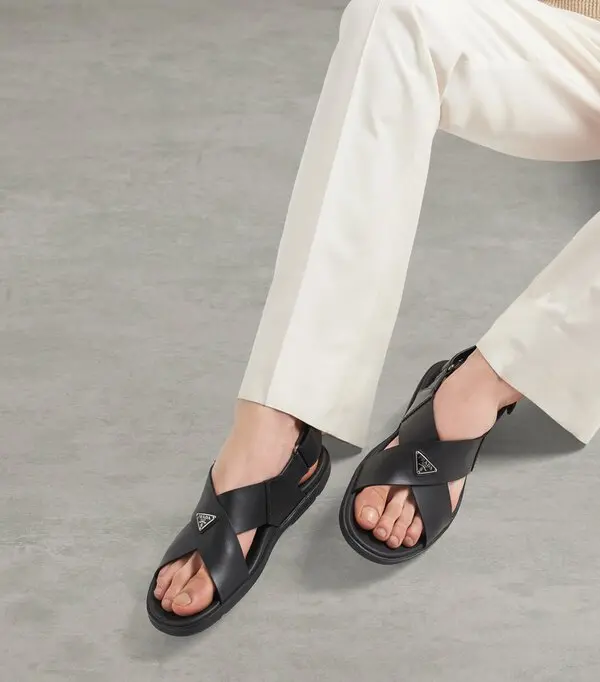 Prada Leather Criss-cross Sandals