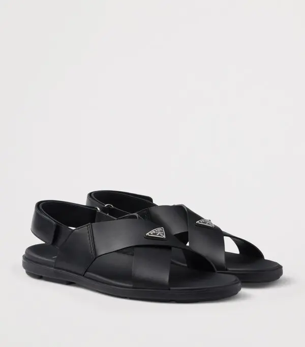 Prada Leather Criss-cross Sandals