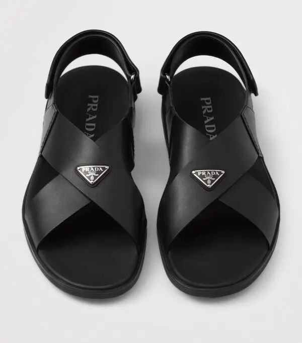 Prada Leather Criss-cross Sandals