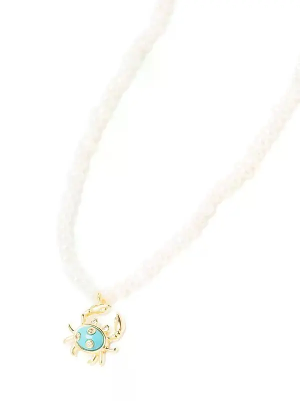 ESHVI Gold-tone Crab Pendant Necklace With Pearl Detailing - Neutrals