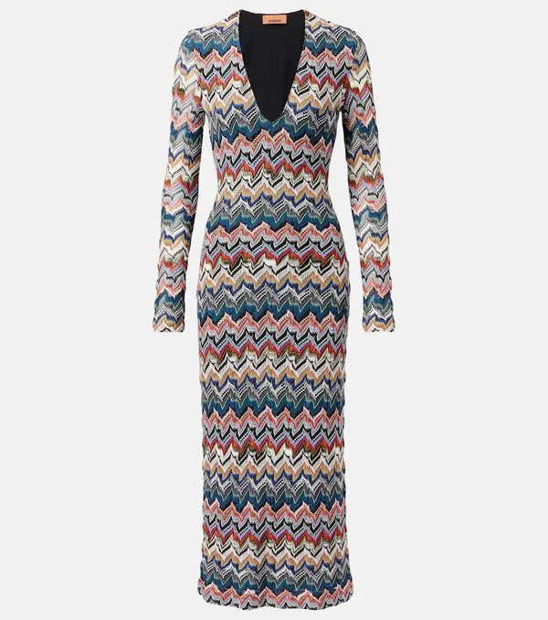 Missoni Zigzag Lame Midi Dress - Multicoloured