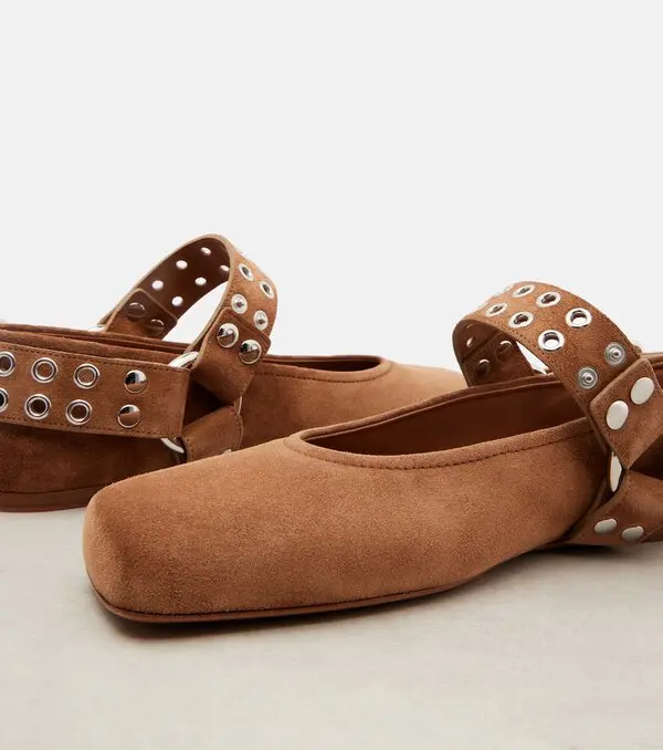 Alaïa Suede Mary Jane Flats