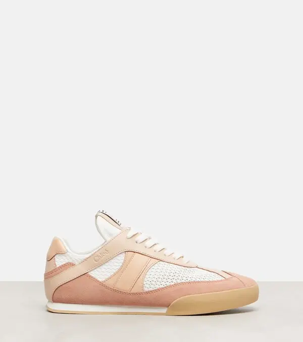 Chloé Kick Leather-trimmed Sneakers In Light Rosewood