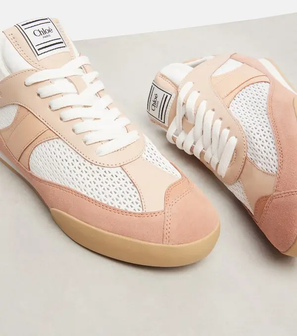 Chloé Kick Leather-trimmed Sneakers In Light Rosewood
