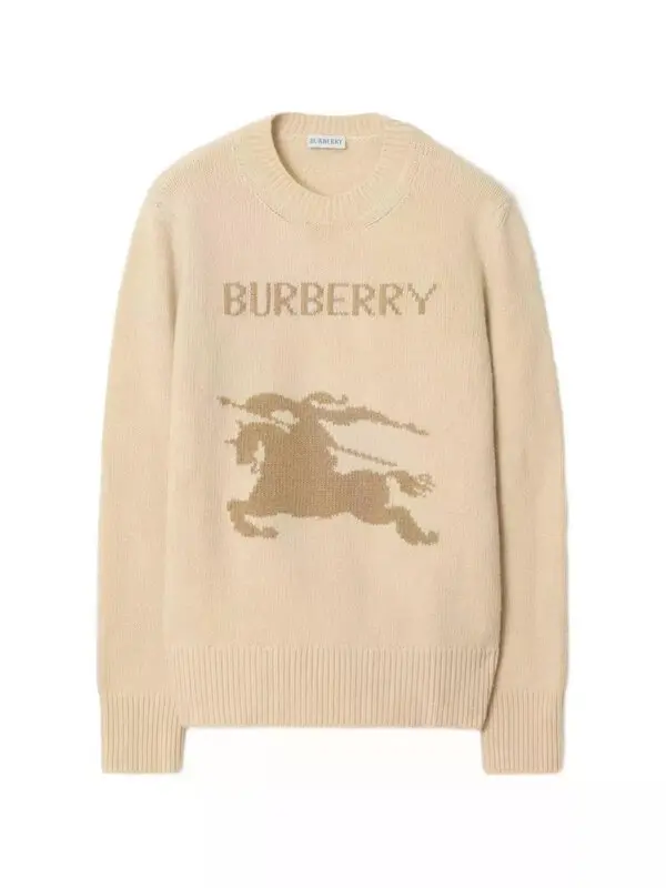 Burberry Intarsia-knit Logo Sweater - Neutrals