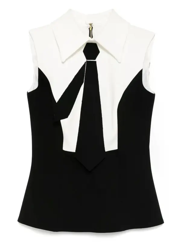 ISABEL SANCHIS Necktie Sleeveless Top - Black
