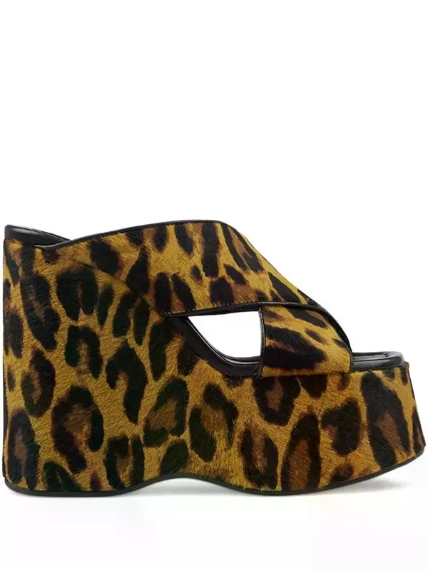 Paris Texas 135mm Mara Leopard-print Platform Sandals - Brown