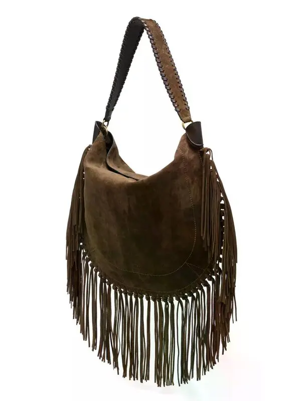 Isabel Marant Étoile Oskan Suede Calfskin Leather Bag With Fringe - Brown
