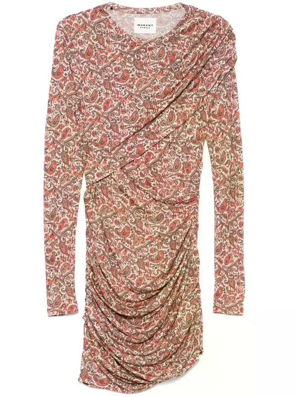 MARANT ETOILE Denise Paisley Print Ruched Mini Dress