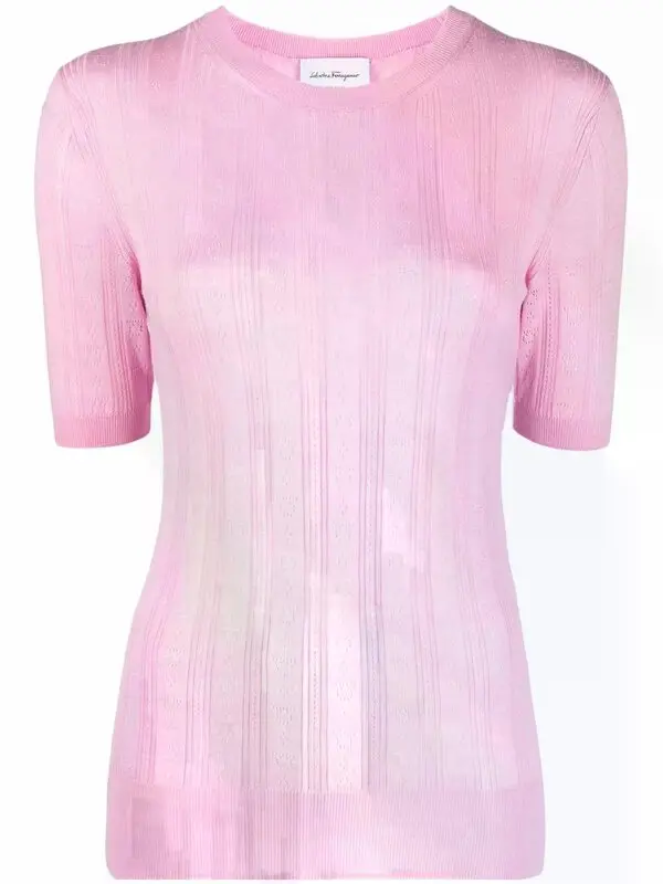 FERRAGAMO Gancini Print Knitted Top - Pink