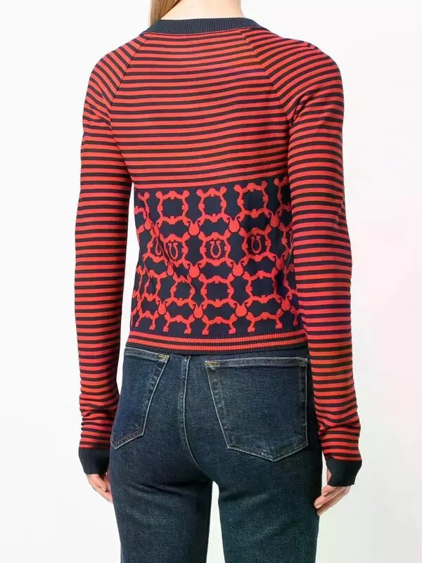 FERRAGAMO Striped Gancini Long-sleeve Top