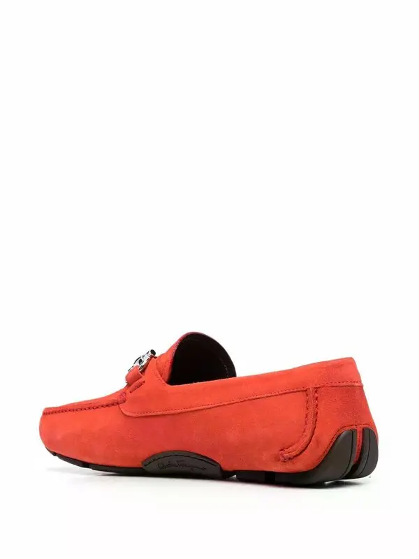 FERRAGAMO Parigi Suede Driver Shoes - Red