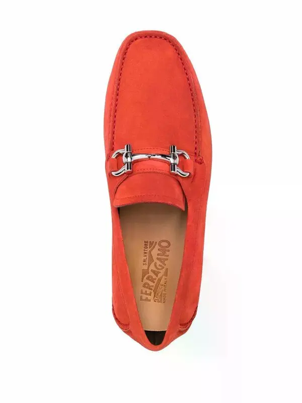 FERRAGAMO Parigi Suede Driver Shoes - Red