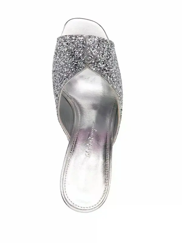 FERRAGAMO Sansu Glitter-detail High Sculpted Heel Sandals