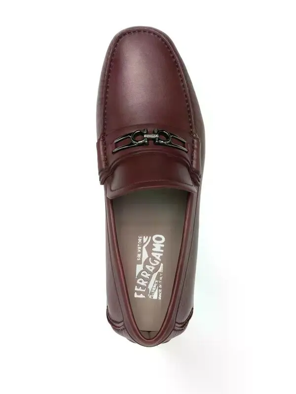 FERRAGAMO Gancini Buckle Leather Loafers - Red